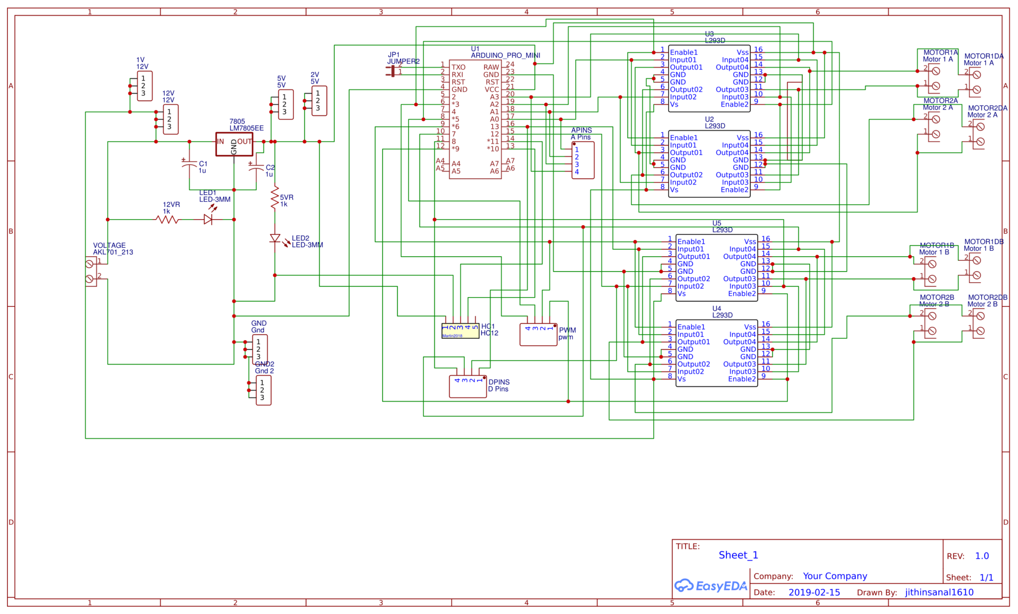 Arduino Motor Shield PCB V1 | 4 Motors at Once | RootSaid