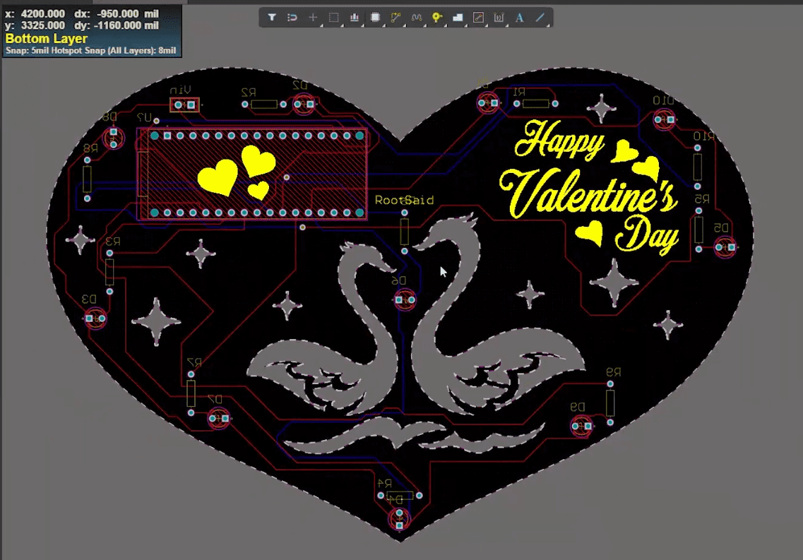 Love is In the Circuit! Beating Heart PCB for Valentines Day | RootSaid